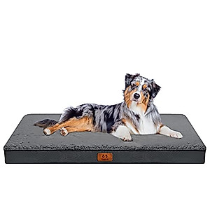 CozyLux Dog Bed for Large Dogs, Big Orthopedic Egg Crate Foam Dog Pad with Removable Washable Cover, Pet Bed Mat Suitable for Dogs Up to 65lbs (35 x 22 x 3 inch, Dark Grey)
