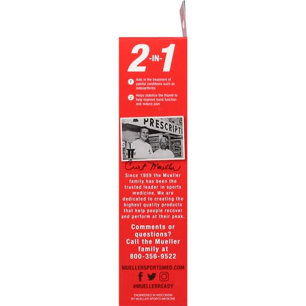 MUELLER Adjust-to-Fit Thumb Stabilizer - Unisex, Black, One Size Fits Most, Ideal for De Quervains Tenosynovitis Brace, Thumb Brace for Arthritis Pain and Support, Can be Worn on Both Hands, Black