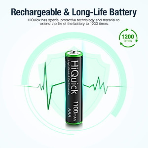 HiQuick 8 Bay Smart Battery Charger with 4AA and 4AAA Battery + 16 Pack AAA Rechargeable Batteries