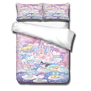 EIANLAI 3 Piece Anime Bedding Set 3D Printed Cartoon Soft Duvet Cover Set for Bedroom (1 Duvet Cover & 2 Pillowcases)-Twin