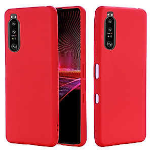 Case for Sony Xperia 1 III, Liquid Silicone Protective Phone Case for Sony Xperia 1 III with Silicone Lanyard, Slim Thin Soft Shockproof Cover for Sony Xperia 1 III Silicone Case Red