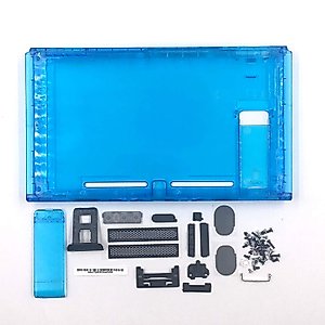 Replacement Hard Housing Shell Front Faceplate Back Cover Case with Buttons Screws Kit for Nintendo Switch NS Console (Clear Blue)