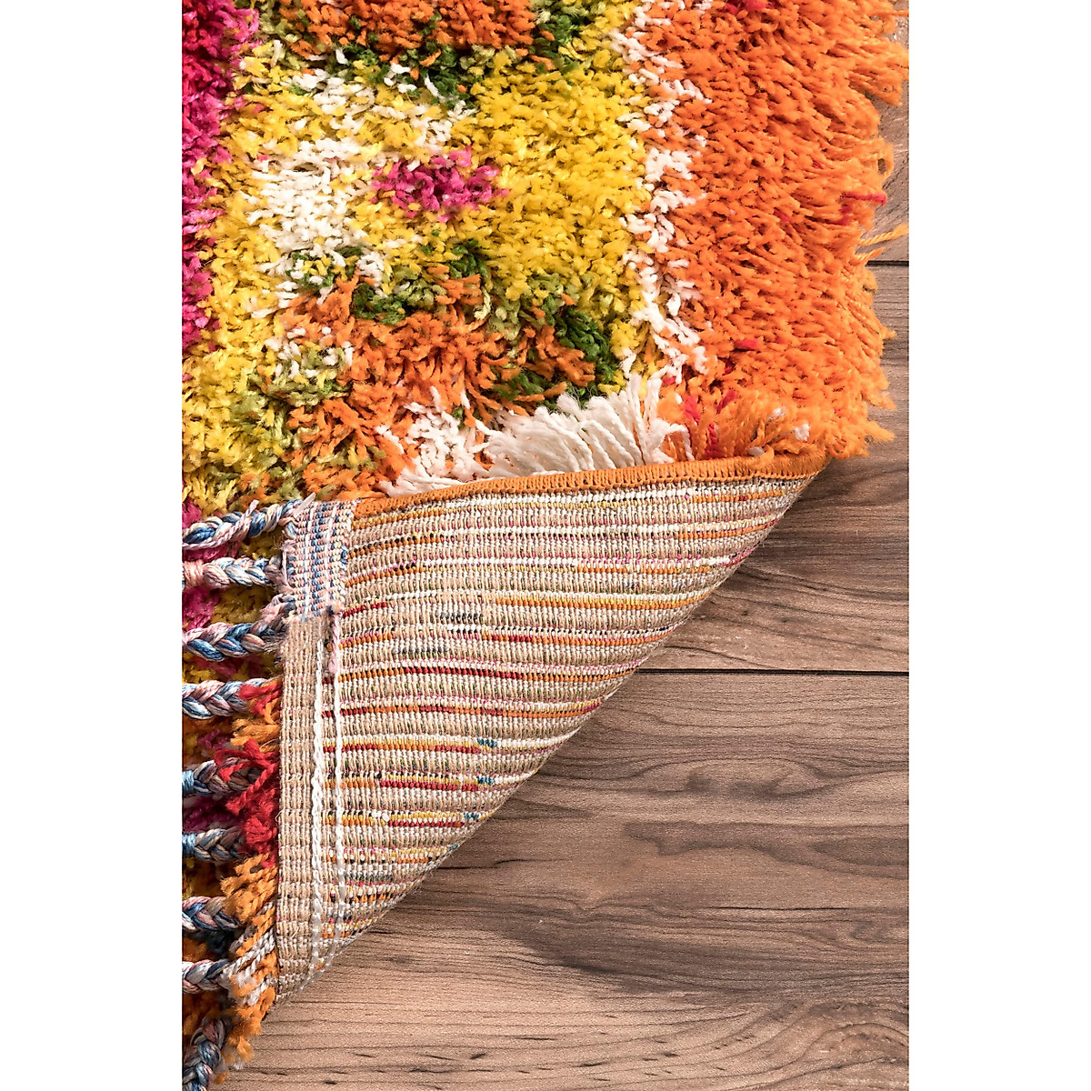 nuLOOM Shania Moroccan 2x8 Runner Shag Rug for Living Room Bedroom Dining Room Nursery Entryway Hallway, Multicolor/Ivory