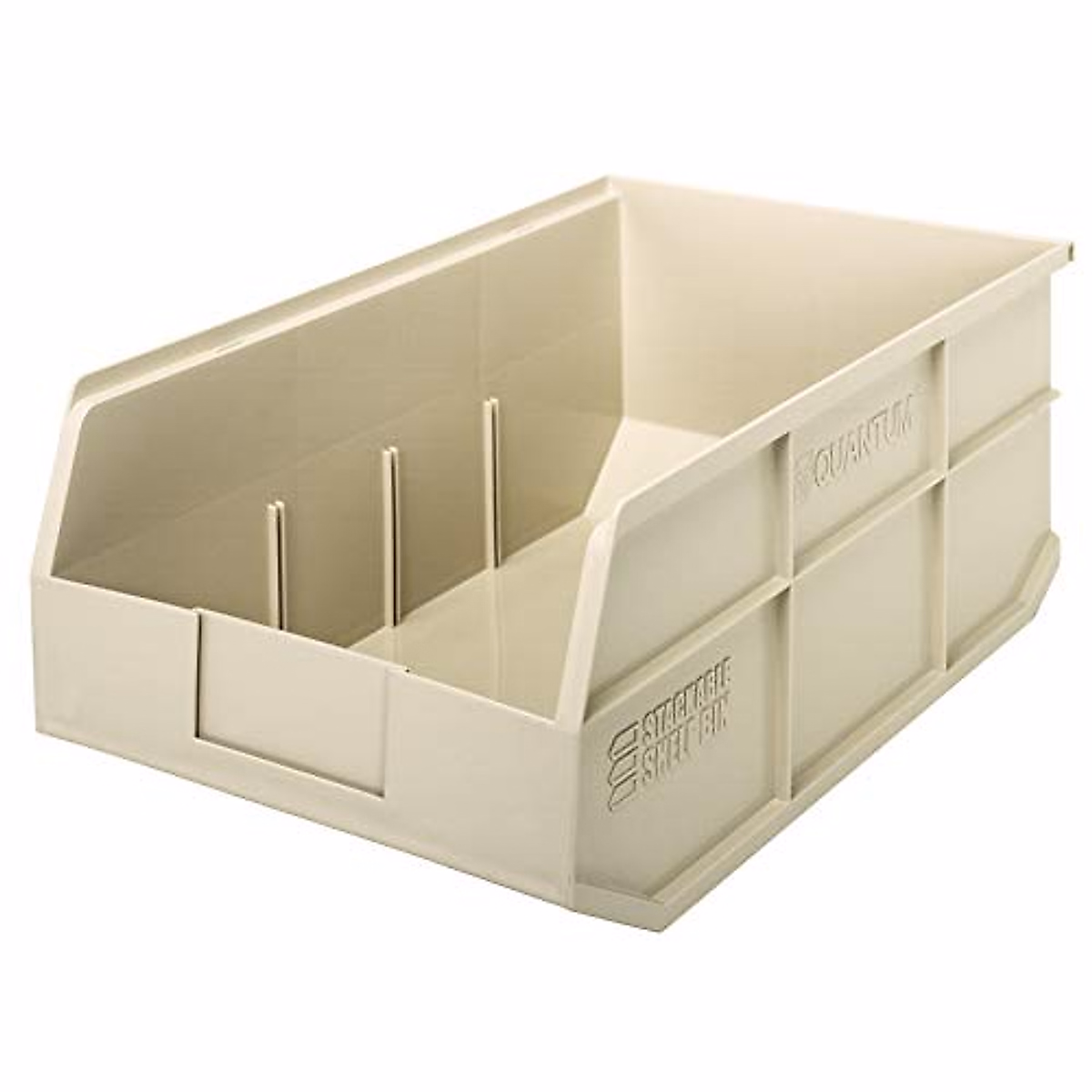 Quantum Storage K-SSB465IV-3 3-Pack Stackable Plastic Shelf Bin, 18" x 11" x 7", Ivory