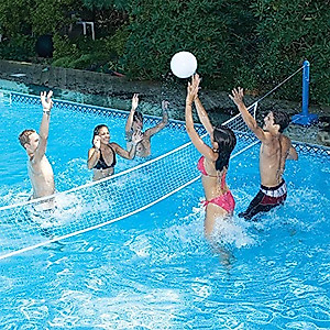 Swimline Cross In Ground Swimming Pool Outdoor Durable Nylon Toy Game Sport Volleyball Net with Ball and Weighted Supports (4 Pack)