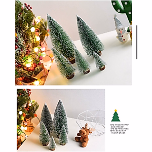 ANLL Desktop Miniature Pine Tree,Small Tabletop Christmas Tree, Mini Sisal Trees with Wood Base Bottle Brush Trees Toppers Snow Ornaments for Crafts, Displaying Christmas Party Home Decoration