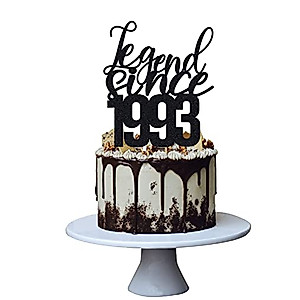 Legend Since 1993 Cake Topper for 30th Men and Women Birthday Party ，Funny 30 and Fabulous Decoration，Handmade （Black）
