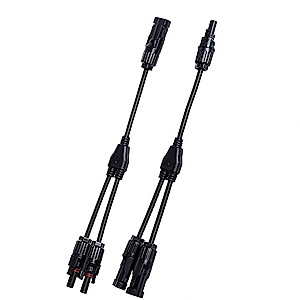 Kimystam Solar Connectors Splitter with Wire IP67 Waterproof Y Branch Parallel Adapter Cable Wire Plug Tool Kit for Solar Panel Parallel Connection 1 Pair MMF+FFM…