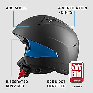 Westt Half Helmet Motorcycle - Scooter Helmet Open Face Motorcycle Helmet for Women & Men - 3/4 Helmet Motorcycle Moped Helmet with Sun Visor DOT Approved