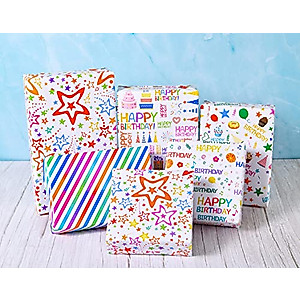 Sikiweiter Birthday Wrapping Paper Sheet - 10 Sheets Folded Flat Gift Wrapping Paper for Boys Girls Men Women - 19.7 x 27.6 Inches Per Sheet