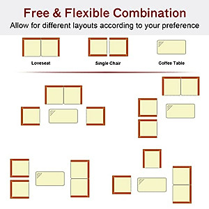 LUKEO 4PCS Patio Rattan Furniture Set Cushioned Sofa Chair Coffee Table Garden Red Single Sofa