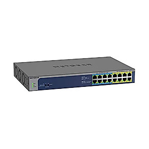 NETGEAR 16-Port Gigabit Ethernet Unmanaged PoE Switch (GS516UP) - with 8 x PoE+ and 8 x PoE++ @ 380W, Desktop/Rackmount, and ProSAFE Lifetime Protection
