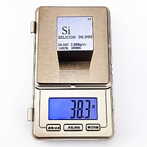 1 inch 25.4mm Polished Silicon Metal Cube 38g Engraved Periodic Table