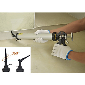 ZHTOOL 600ml Caulking Gun with Aluminum Barrel for 10oz/20oz Sausage Pack,10oz Cartridge and Bulk Application