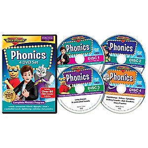 Phonics 4 DVD Set by Rock 'N Learn: Complete Phonics Program with 81 Printable Worksheets