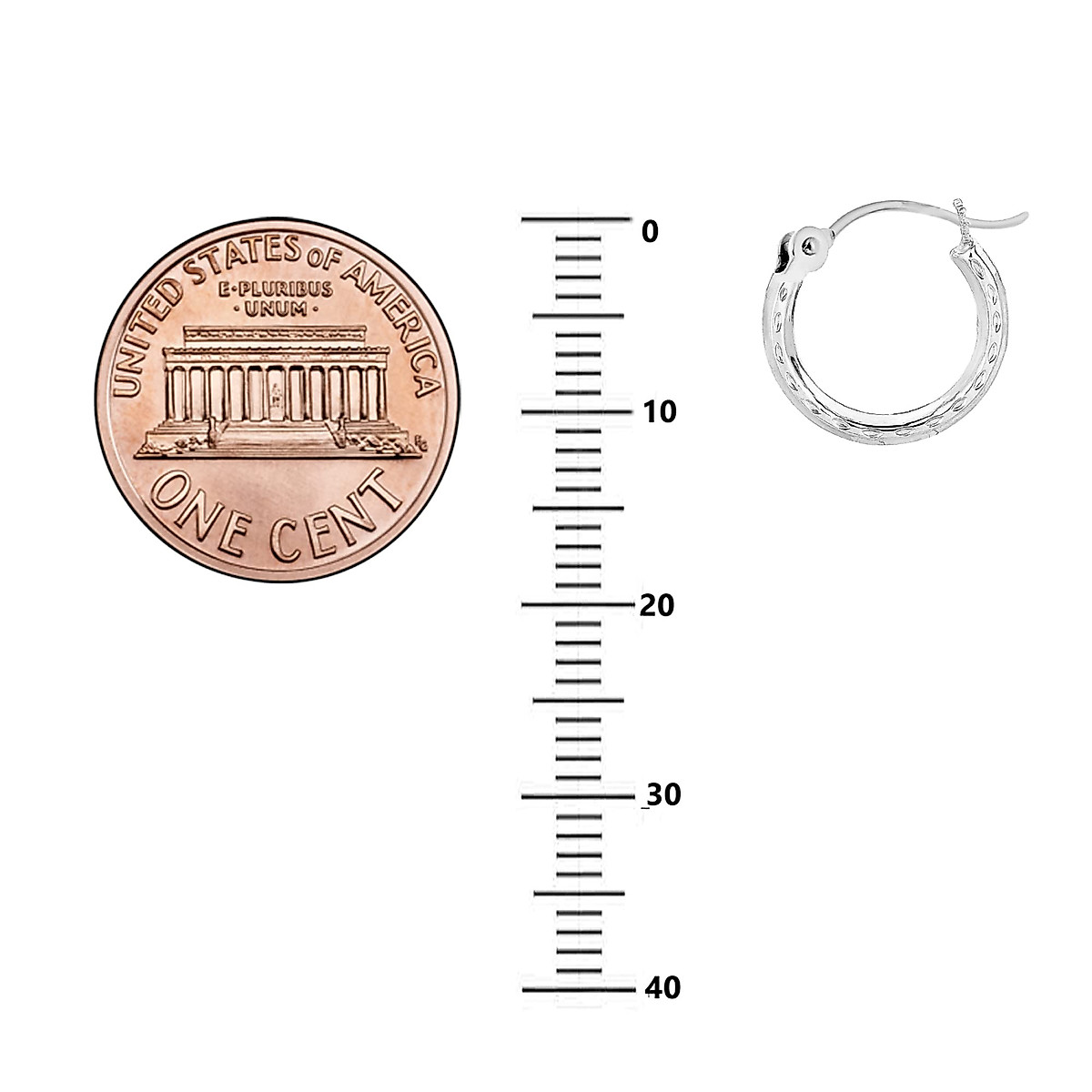 Ritastephens 14k White Gold Mini Hoops Hoop Earrings Tubular 2x12mm Diamond-Cut