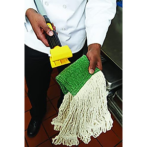 Rubbermaid Commercial Products, Industrial Grade Jaw Clamp - Fiberglass Wet Mop Gripper Holder Handle Stick for Floor Cleaning Heavy Duty, 60 Inch (FGH24600GY00)