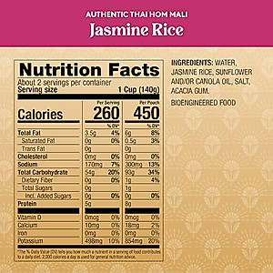 Royal Authentic Thai Hom Mali White Jasmine Rice - Microwave Rice - Dinner Side Dish - (4 Pack) 8.5 oz Pouch