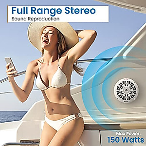 Pyle 5.25 Inch Dual Marine Speakers - 2 Way Waterproof and Weather Resistant Outdoor Audio Stereo Sound System with 150 Watt Power, Poly Carbon Cone, Cloth Surround and Low Profile Design - 1 Pair