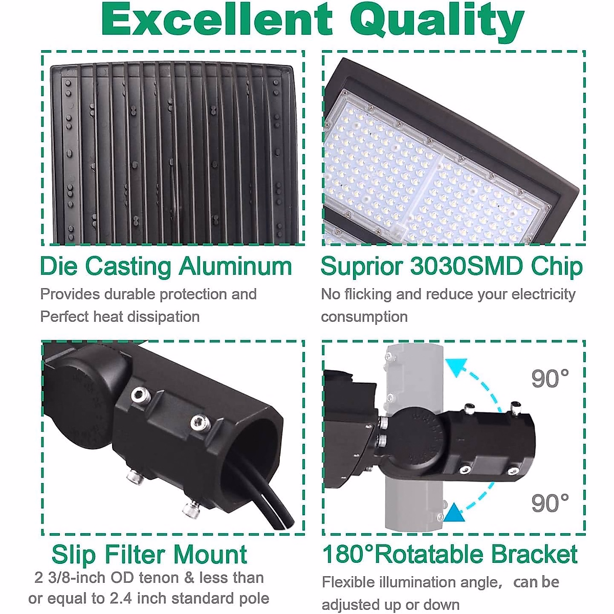 LED Shoebox Light Mounting Bracket Slip Fitter Accessory for LED Shoebox Parking Lot Light, Street Light, Commercial Area Road Lighting (Slip Filter Bracket)