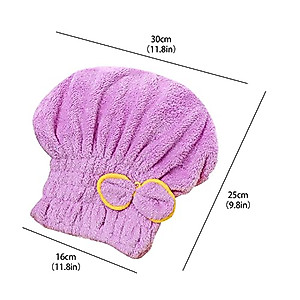 Microfiber Hair Drying Caps - Extrame Soft & Ultra Absorbent, Coral Fleece Quick Drying Cap for Curly Thick Hair Hair Turban Wrap Towels Shower Cap for Girls and Women