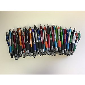 100 Lot Misprint Ink Pens with Soft Tip Stylus for Touch Screen, Assorted Barrel