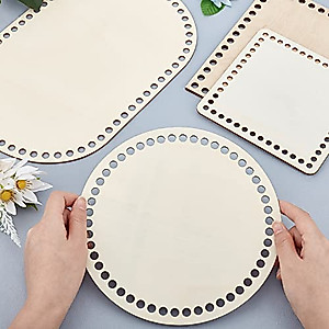 CHGCRAFT 4Pcs 4 Style Natural Wooden Basket Bottom Crocheting Rectangle Oval Flat Round Square Wood Base Bottom Shaper for Making Knitting Crochet Yarn Storage Bag
