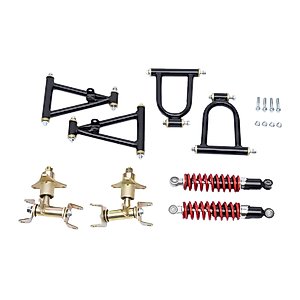 PIAOCAIYIN Front Suspension Arm Assembly Kit, Upper/Lower Swingarm Go Kart Front Suspension Kit, Go Kart Steering Kit, Suspension Shock Kit for Quad Bike Atv/Go Kart, 3 Holes Flange