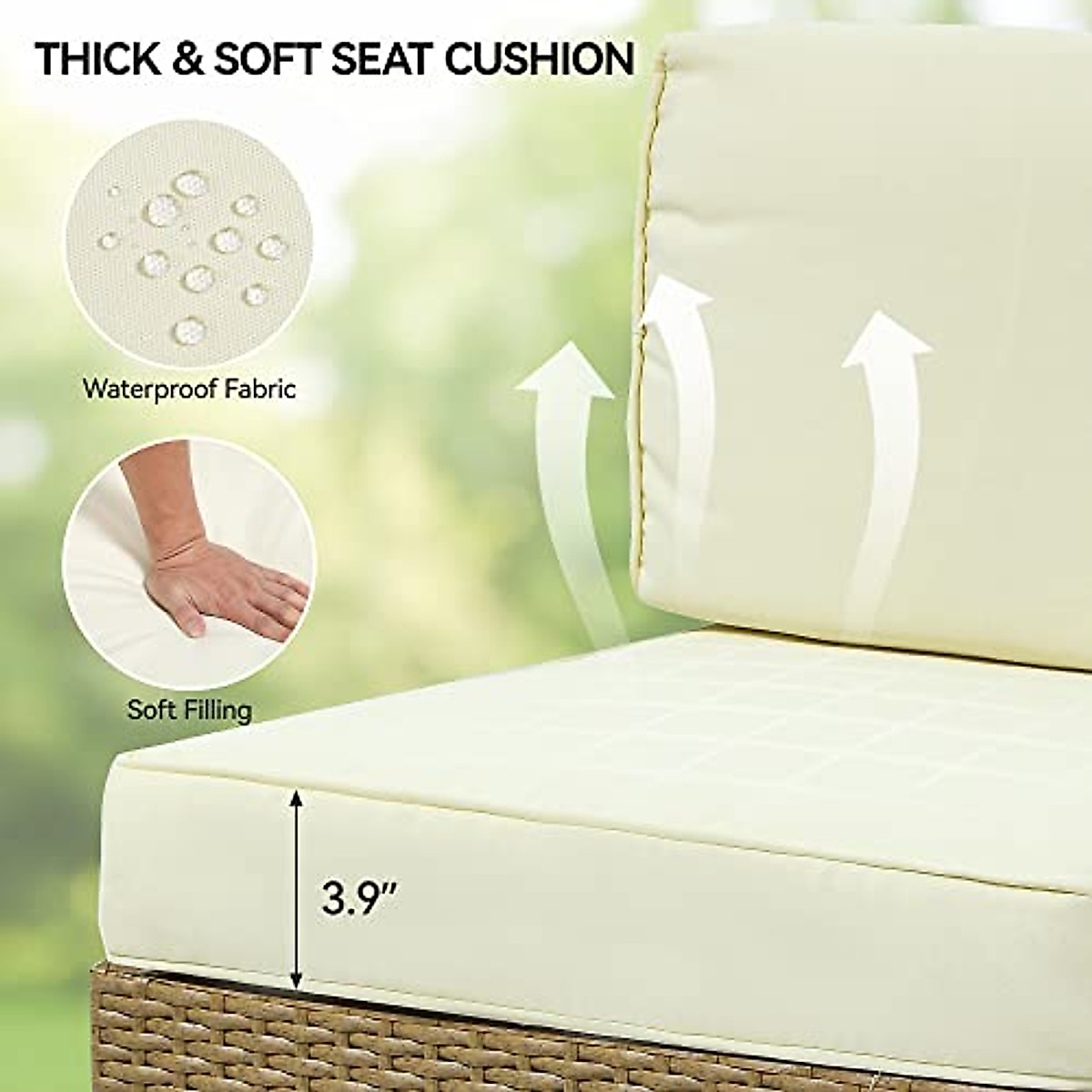 YITAHOME 7 Pieces Patio Furniture Set, Outdoor Sectional Sofa PE Rattan Wicker Conversation Set Outside Couch with Table and Cushions for Porch Lawn Garden Backyard (Yellow+Beige)