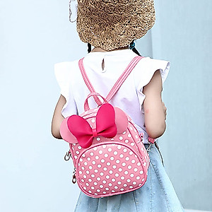 Voikukka Cute Mini Mouse Backpack for Toddler Girls Leather Kid Crossbody Bag Pink Toddler Purse Small Kids Mini Backpack Travel Backpack Baby Girl Backpack