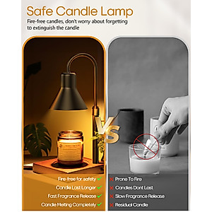 PRIORARE Candle Warmer Lamp with 2 x 50W Bulbs, 4-Gear Dimmer Electric Candle Warmer Oak Base, 2H/4H/8H Timer Candle Lamp, Scented Jar Candles Heater