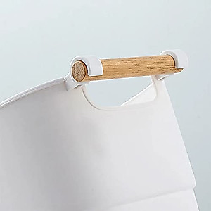 Storage Bins with Wood Handle, Sleek Design - White Matte Plastic Organizer Bucket Container for Pantry Shelf, Kitchen, Closet, Bathroom, Durable, Easy to Clean (WHITE, MEDIUM) (MEDIUM)