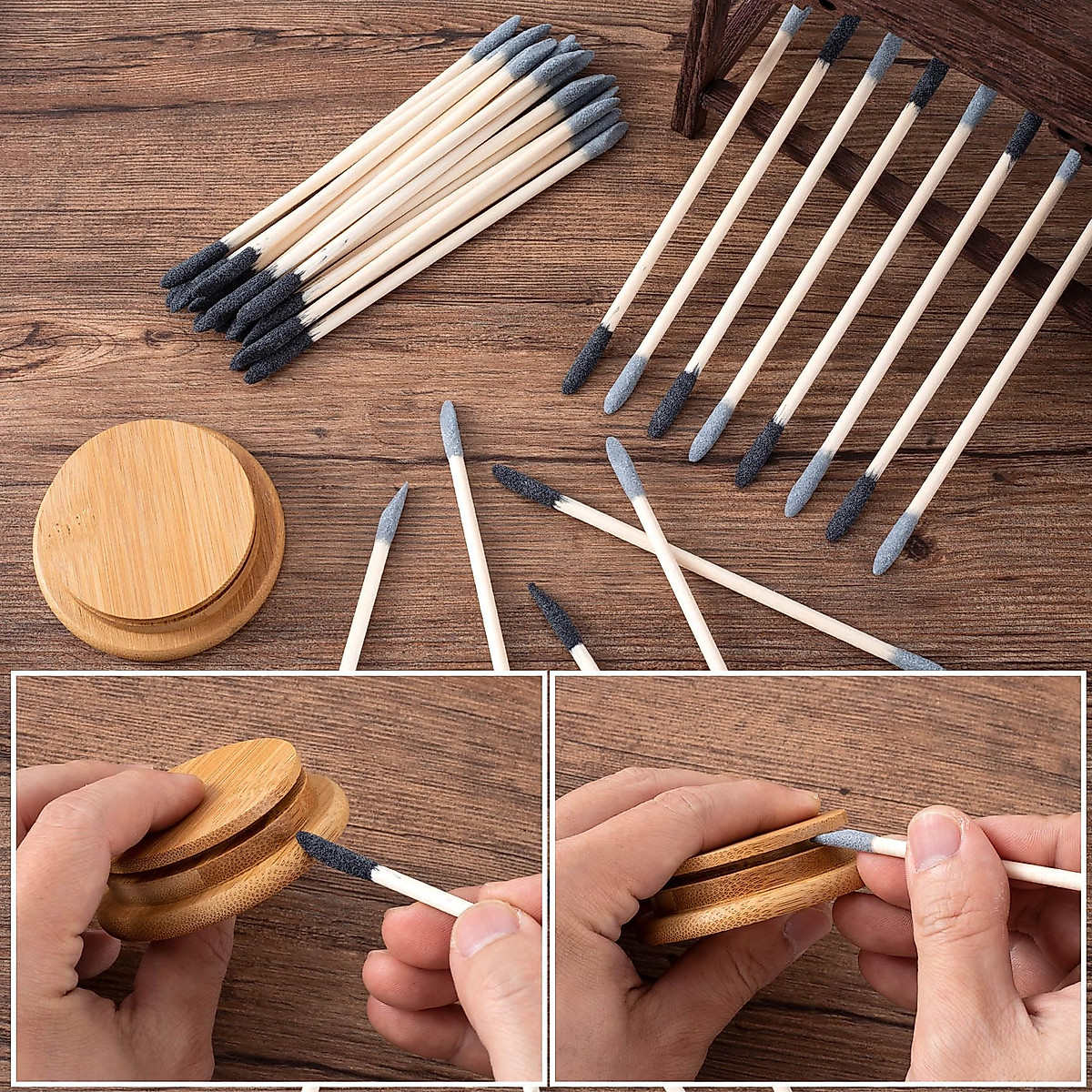 HINZIC 10 Pcs Sanding Sticks Double End 5.5 x 0.2 Inch Matchsticks Sanding Twigs 150/280 Grit Fine Detailing Polishing Tool for Plastic Models Miniatures Wood Hobby Stuffers