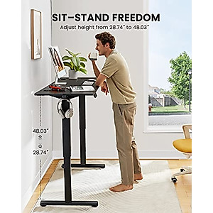 ErGear Electric Standing Desk 48 x 24 Inches, Height Adjustable Sit Stand up Desk, Memory Computer Workstation Table with Splice Board for Home Office, Black