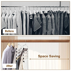 Cycleacc Pants Hangers, 2 Pack Anti-Slip Space Saving Hangers, 5 Layer Swing Arm Pants Hanger Stainless Steel with Non-Slip Padding, Closet Organizers & Storage for Pants Trousers Jeans Scarf