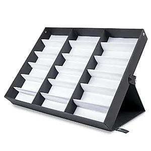 ProSource 18 Piece Sunglass Eyewear Eye Wear Display Tray Case Stand. Also Great for Watches and Jewelry, black