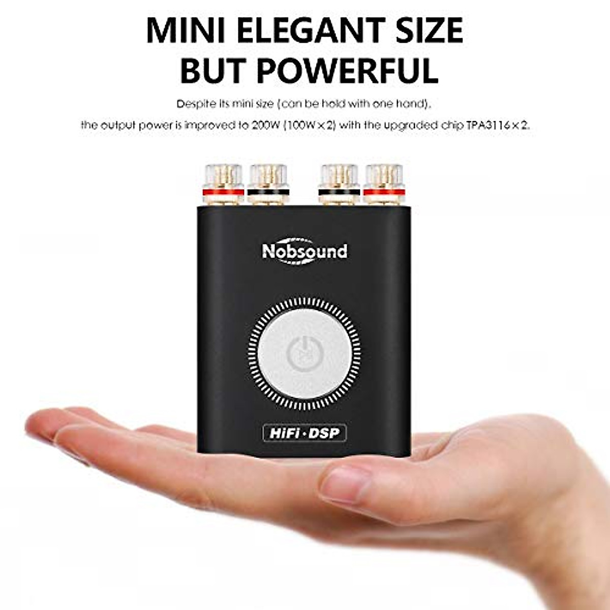 Nobsound NS-20G 200W Mini Bluetooth 5.0 Power Amplifier 2.0 Channel Wireless Receiver Hi-Fi DSP Stereo Headphone Audio Amp LED Display