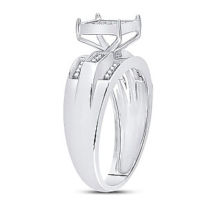 The Diamond Deal Sterling Silver Round Diamond Square Bridal Wedding Engagement Ring 1/8 Cttw