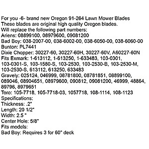6PK Blades 91-264 60" Fits