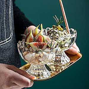 Ice Cream Bowl Glass Dessert Cup Small Cute Footed Clear Glass Ice Cream Cups with Phnom Penh Perfect for Ice Cream Dessert Smoothie Milkshake Fruit Salad,5oz