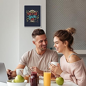 "Never Give Up!"- Motivational Wall Art Sign- 8 x 10"- Modern Floral Art Design Print- Ready to Frame. Inspirational Home Décor-Office Decor-Classroom Addition- Great Reminder To Persevere!