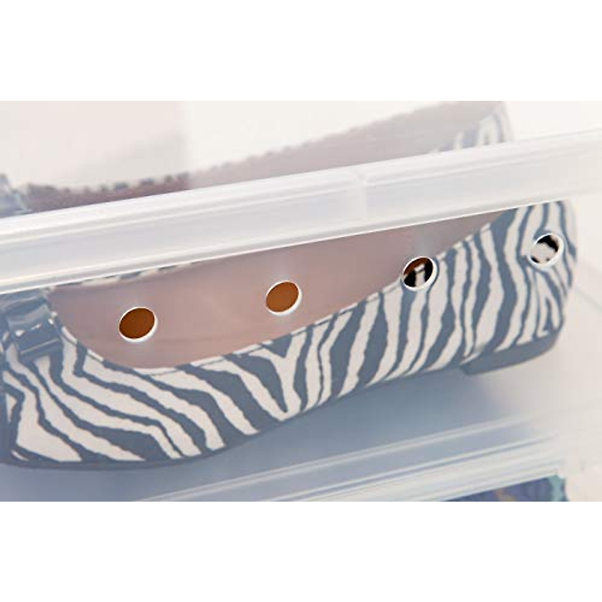 IRIS USA 4 Pack Shoe Storage Box, Clear Plastic Stackable Shoe Organizers for Closet, Space Saving Drop Front Sneaker Containers, Tall