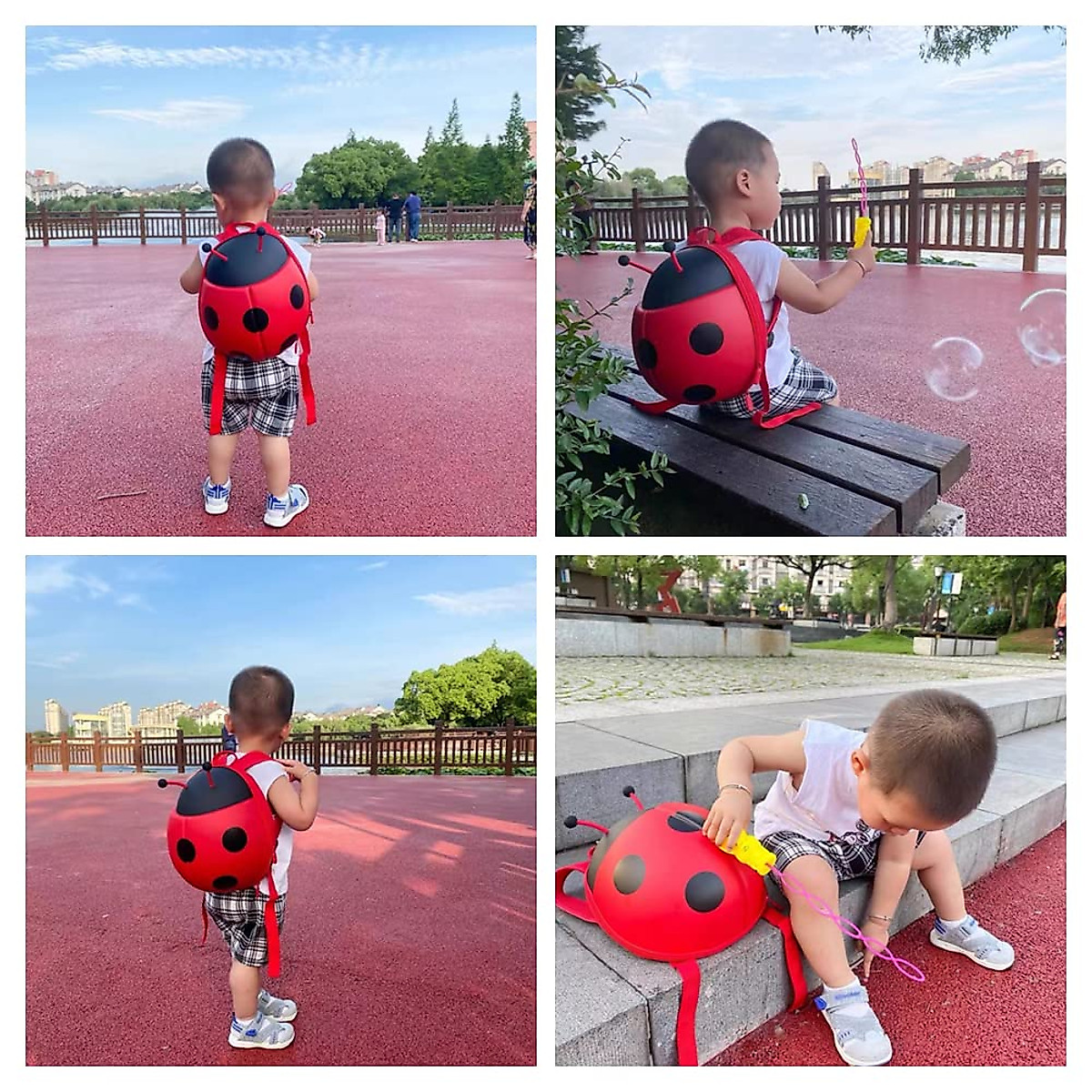 Kids happy Backpack for Unisex Toddler,Ladybug,Child Backpack for Girl and Boy Kindergarten, Red, 10x6.25x11 inches