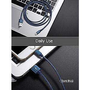 RoFI Phone Charger Cable, [2Pack 2 Feet] Nylon Braided Fast Charging USB Cord 0.6M Compatible Phone X 8 8 Plus 7 7 Plus 6s 6s Plus 6 6 Plus 5 5S 5C SE Air Mini and Car Display (Silver)