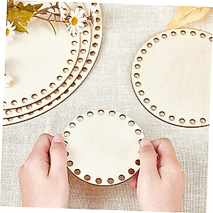 Cabilock 20 pcs Woven bag base knitting kit DIY kits wooden purse crochet basket bottom Unfinished Wooden Round Weaving Knitting Base Wood Base For Wood Bag Base Bag Bottom Crochet Supply