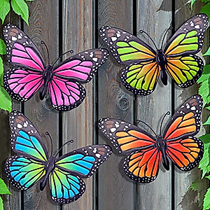 EOORAU Metal Butterfly Wall Art Outdoor Decor - 4 Pack 9.8in Butterflies Wall Sculpture Hanging Decor for Home Yard Patio Garden Decoration (4 Colors)