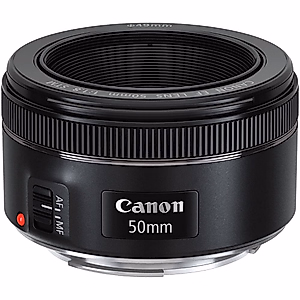 Canon EF 50mm f/1.8 STM Lens (0570C002) + Filter Kit + Cap Keeper + Cleaning Kit + More (Renewed)
