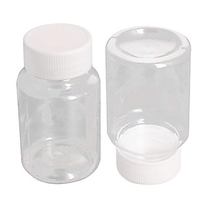 Aicosineg 10Pcs 2.71oz Plastic Bottles Lab Chemical Reagent Bottles 80ml Wide Mouth Liquid Solid Storage Bottles Round Sample Storage Containers Sealing Bottles with White Cap for Food Stores Clear