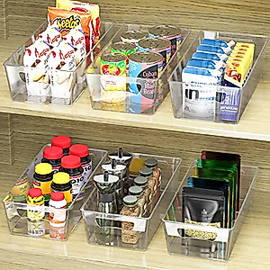 Simple Houseware 4PK L Size Kitchen Bin Organizer, 14" x 7" x 3.75", Clear