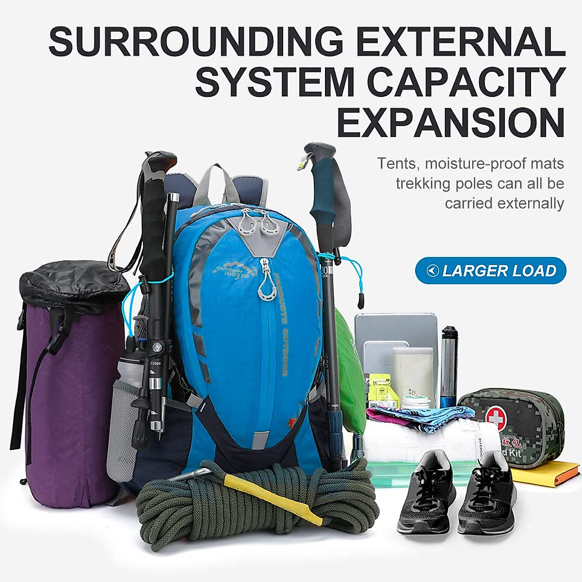 INOXTO Small Hiking Backpack with 2L Water Bladder and Waterproof Rain Cover, 25L Hydration Backpack Hiking Daypack Camping Backpack for Travel Cycling Hiking Camping Outdoor for Men and Women